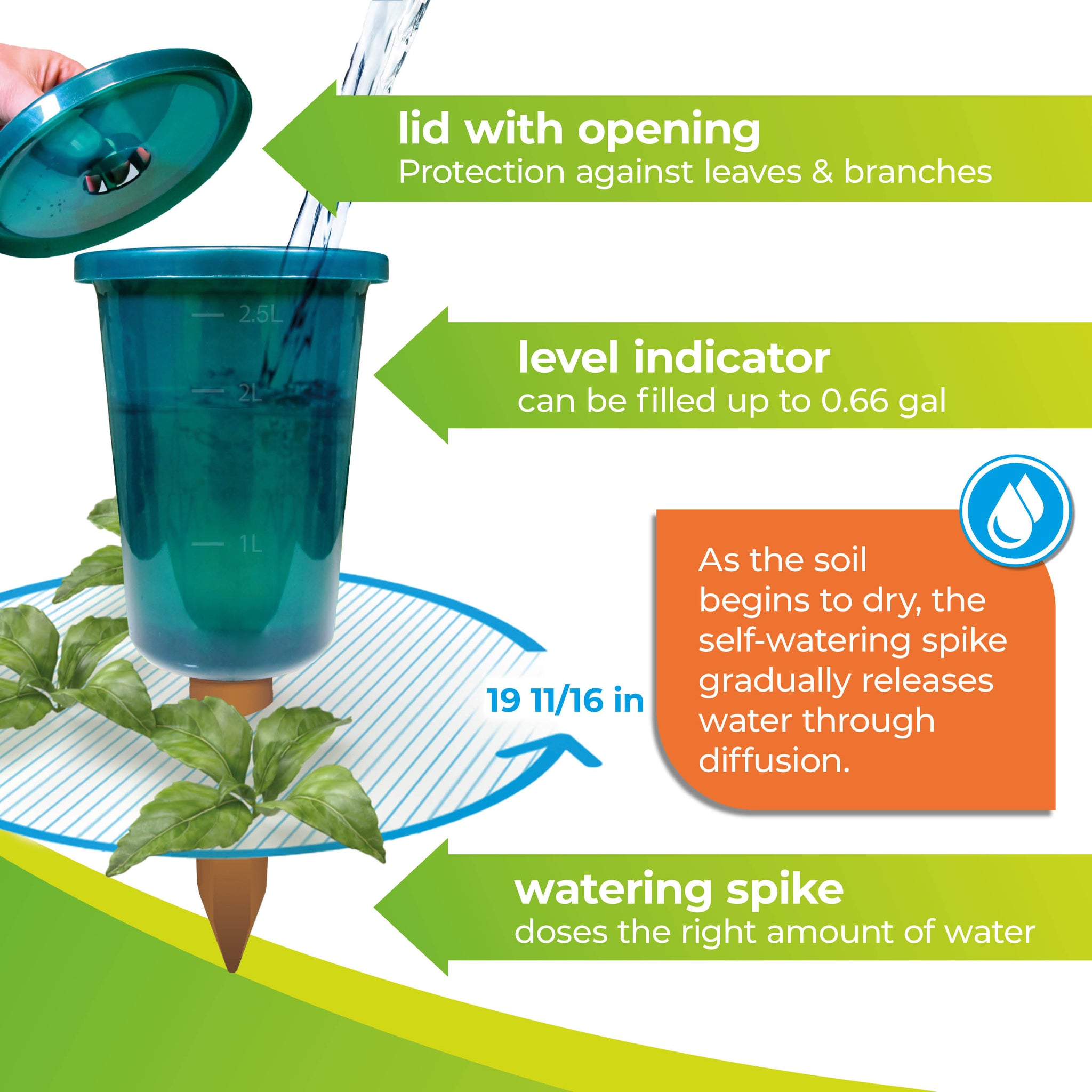 Set of 4 x Self Watering Spikes and 4 x Cups - "Hydro Cup" - biogreen ...