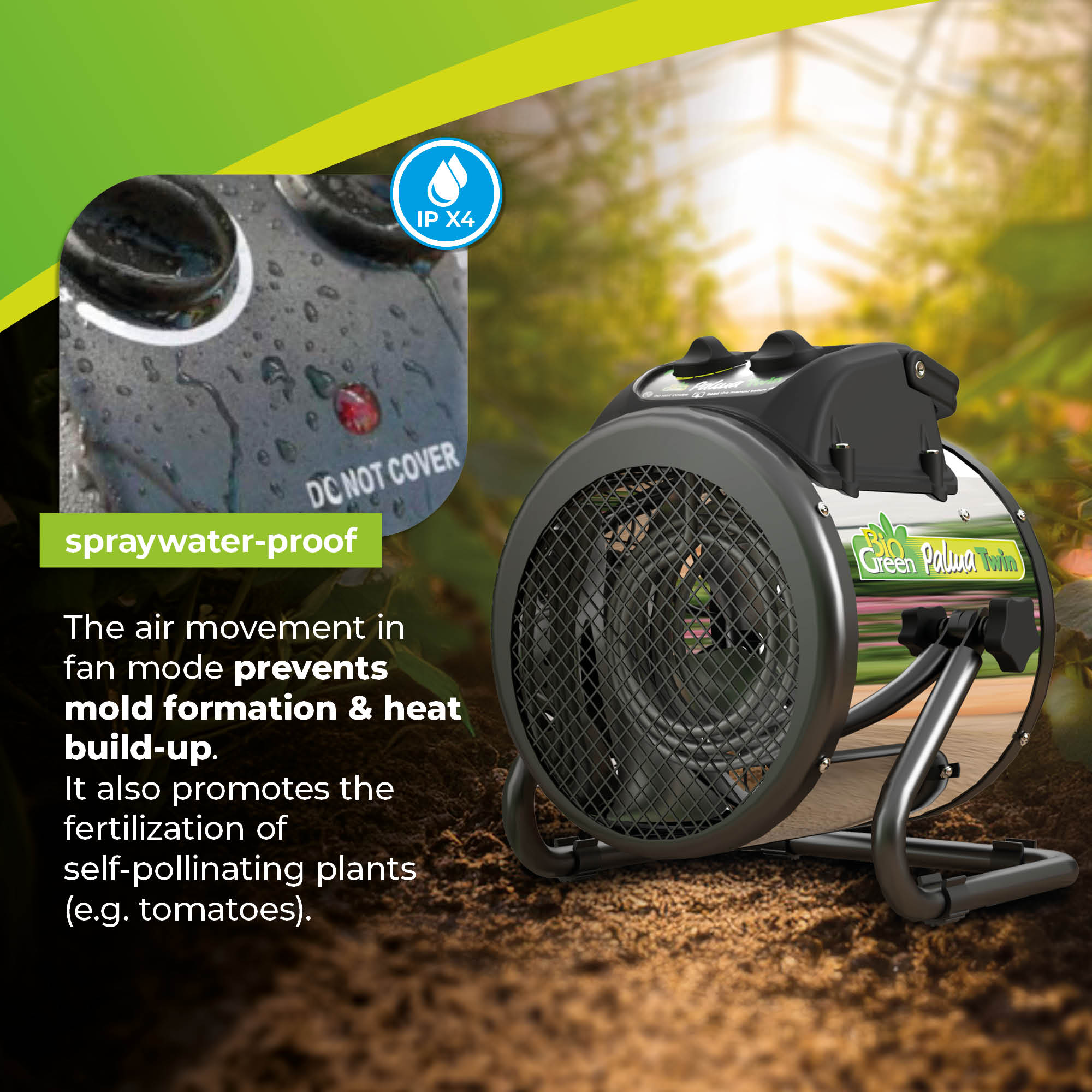 Greenhouse Heater 110 V With manual Thermostat - "Palma" - biogreen ...