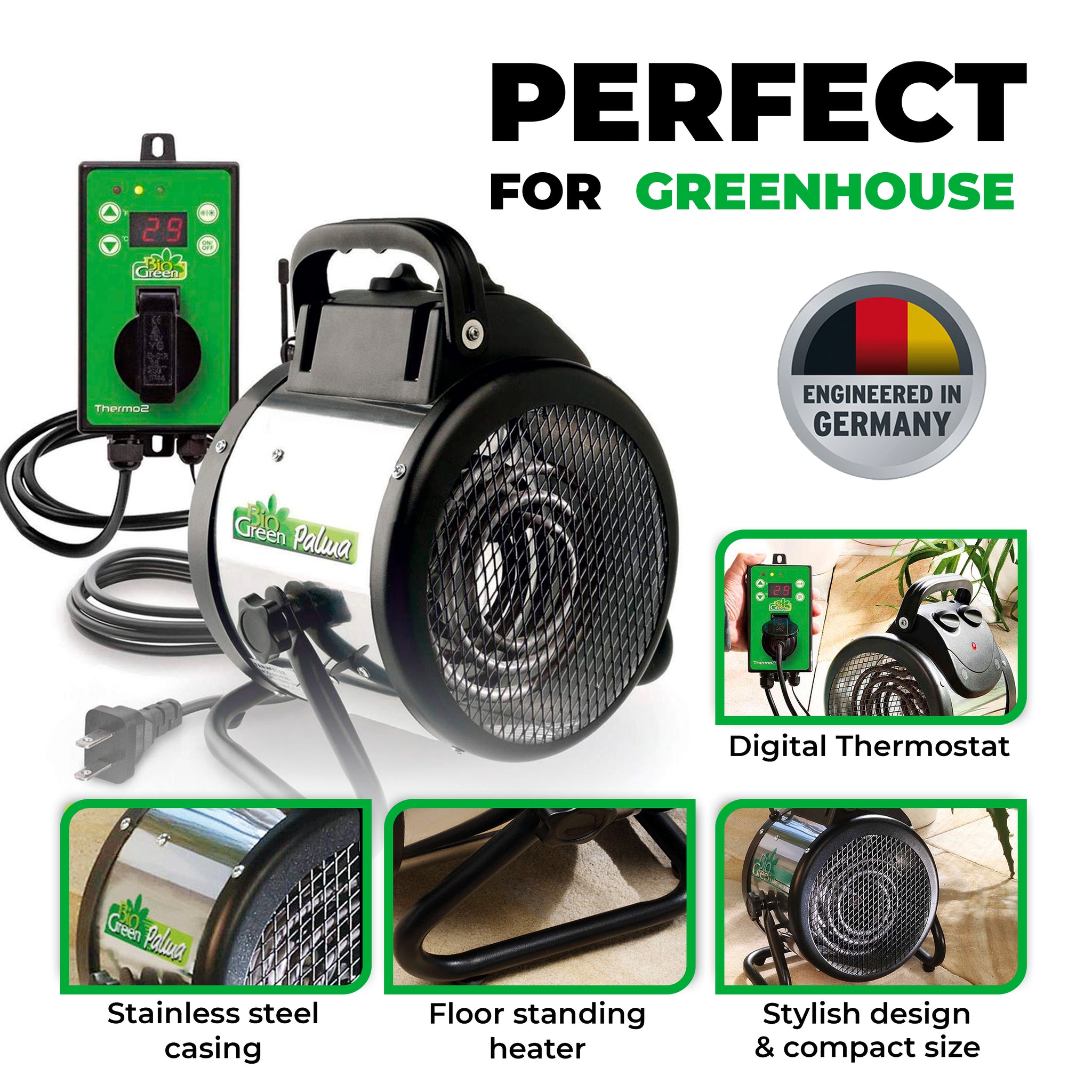 Greenhouse Heater 110 V With Digital Summer/Winter Thermostat - "Palma ...