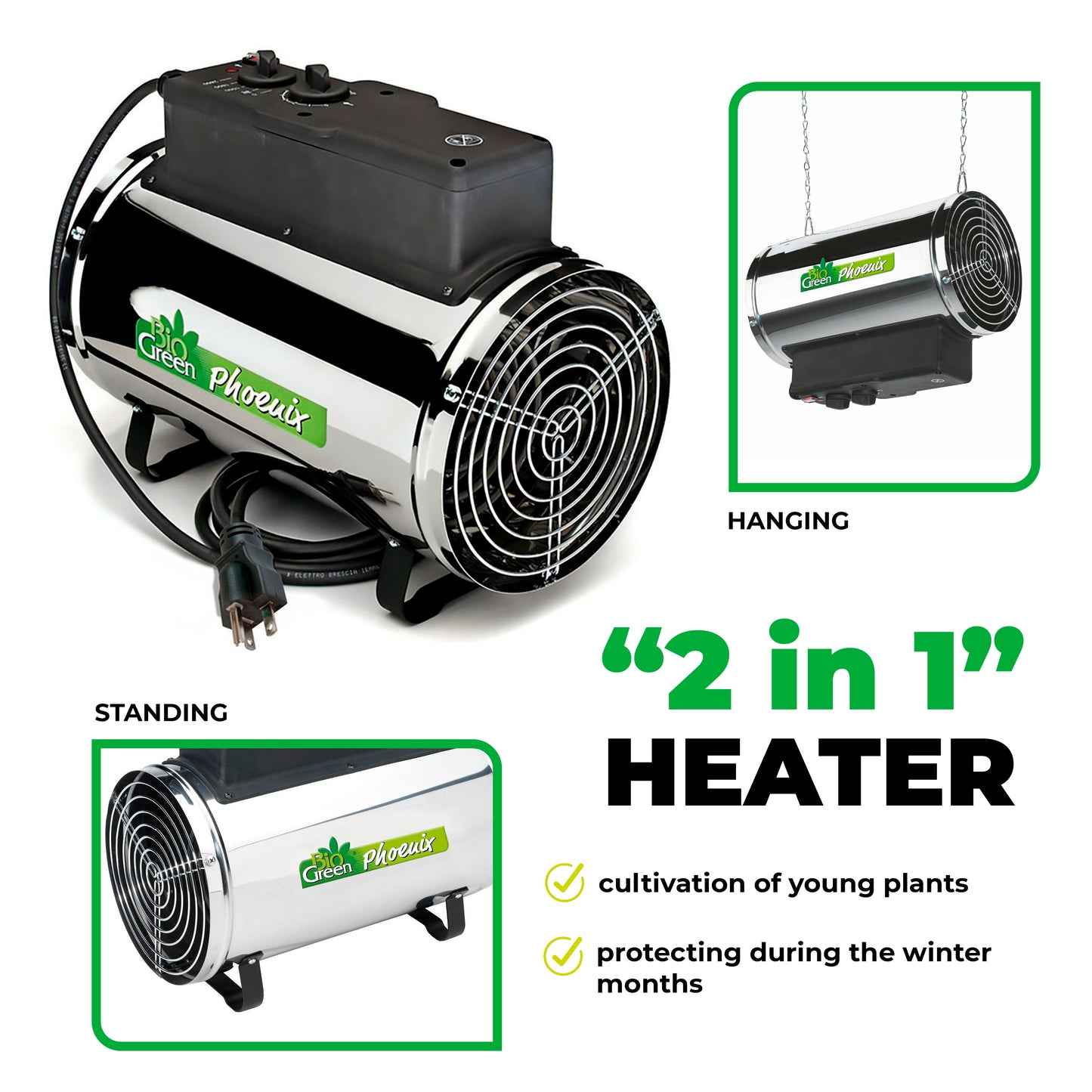 Greenhouse Heater 2800 W / 9554 Btus With Manual Thermostat - "Phoenix ...