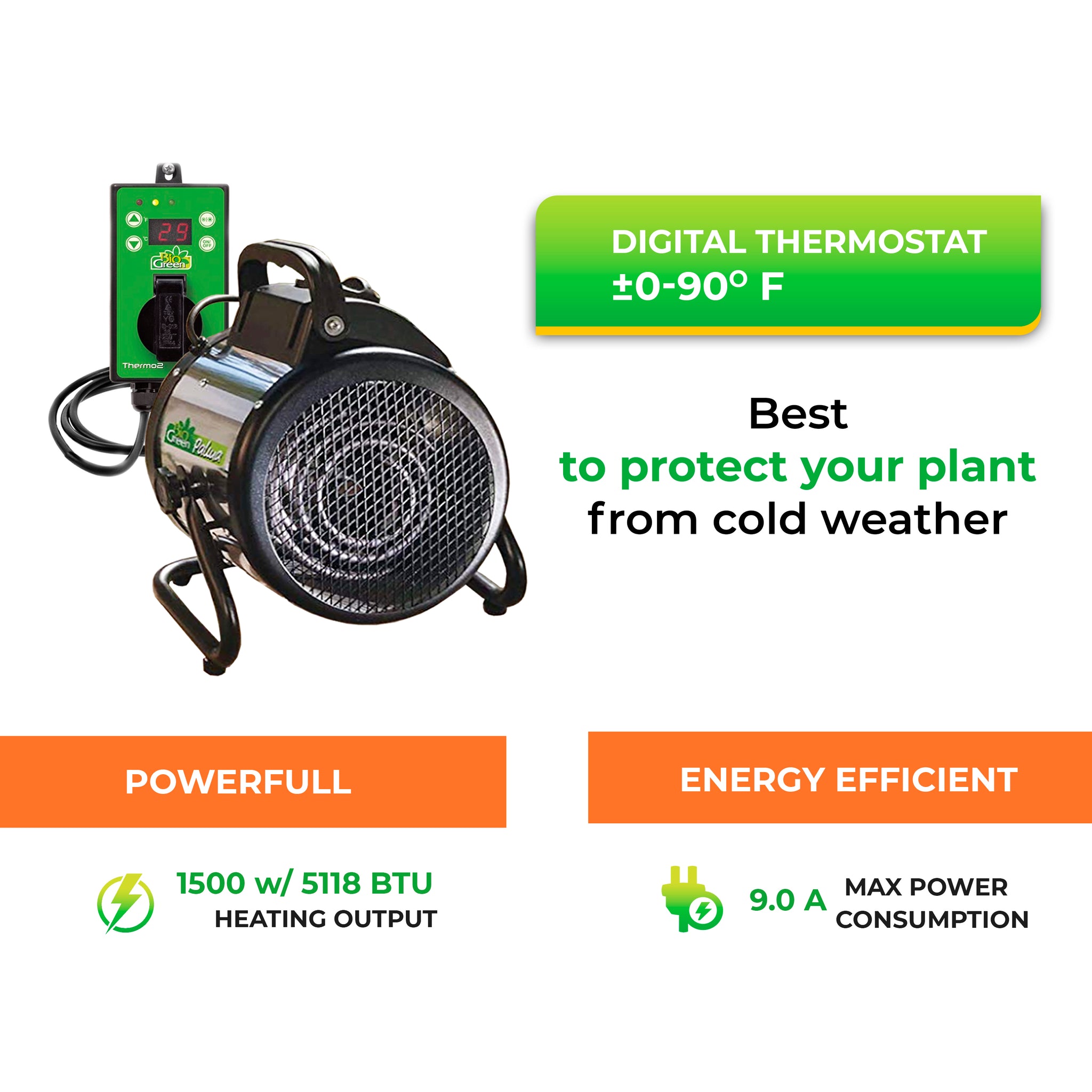 Greenhouse Heater 110 V With Digital Summer/Winter Thermostat - "Palma ...